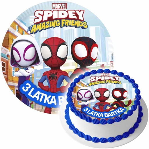 OPŁATEK NA TORT SPIDEY I KUMPLE SPIDER-MAN + TEKST TWÓJ NAPIS ...
