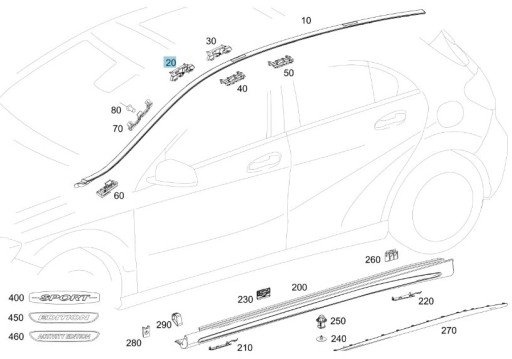 SPINKA KLAMRA LISTWY DACHOWEJ MERCEDES kL A W176 A0019911898 za 19,99 ...