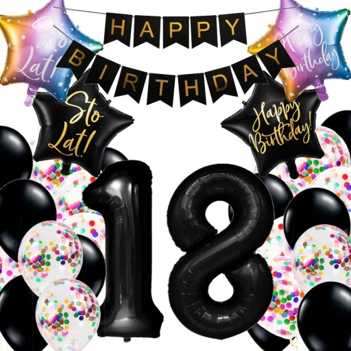 BALONY ZESTAW 18 Urodziny OSIEMNASTKA KOLOR 100 cm (5905215317361) • Cena, Opinie • Balony ...