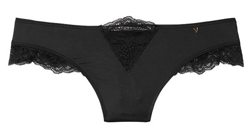 Stringi Victoria's Secret gładkie z koronką czarne M (0667553642059 ...
