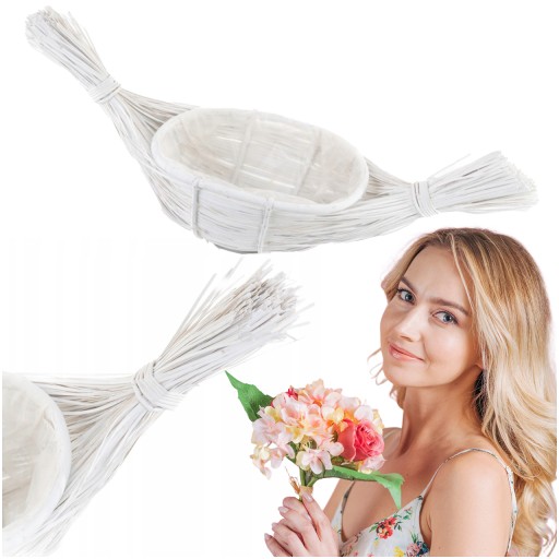 Kosz wiklinowy osłonka podłużna LQ2304175 WH1 gruba wiklina duża biała ...