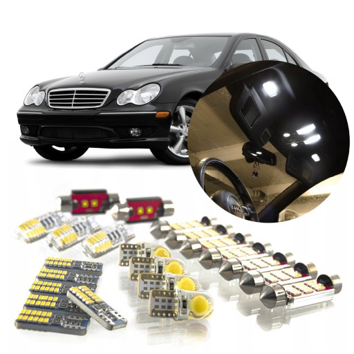 MERCEDES C W203 - ZESTAW OŚWIETLENIE WNĘTRZA LED! VIP 0016666412 za 87 ...