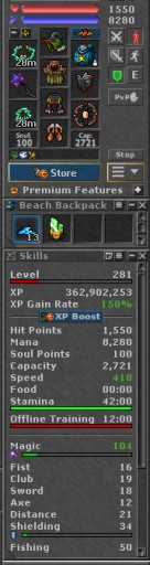 TIBIA 281 ED + 104 Magic Level + QUESTY + CHARM + BONA + EQ + FREE RK ...
