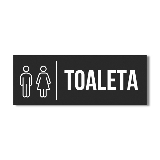 TABLICZKA NAPIS TOALETA DAMSKA MĘSKA WZORY SYMBOL WC 30X10CM CZARNY MAT ...