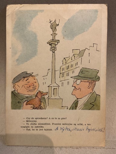 JERZY ZARUBA RYSUNEK SATYRYCZNY DO TEKSTU WIECHA POCZTÓWKA PRL • Cena ...