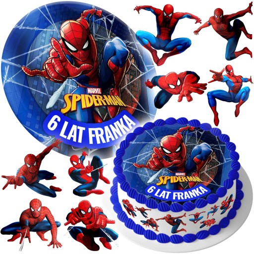 MEGA ZESTAW OPŁATEK NA TORT SPIDER-MAN SPIDER MAN + 8szt POSTACI ...