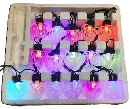 LAMPKI ŚWIĄTECZNE GIRLANDA SZKLANE SERCA Z DEKORACJĄ KOLOROWE 16 LED 3M (KX5249) • Cena, Opinie ...