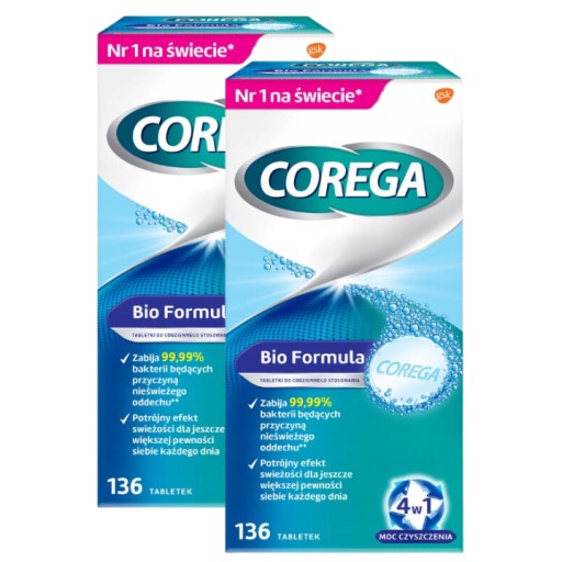 Corega Tabs Bio Formula 4w1 136 Tabletek x2 13575684056 - Allegro.pl