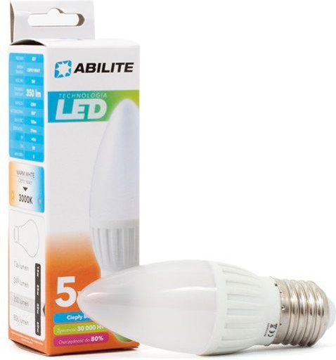 ŻARÓWKA SMD C37 LED 5W E27 BIAŁA CIEPŁA ŚWIECZKA (5901583546419) • Cena ...