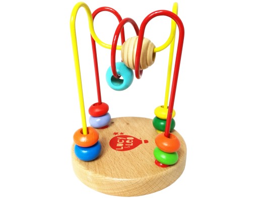 DŘEVĚNÝ EDUKAČNÍ LABYRINT PROVLEKAČKA MOTORICKÁ SMYČKA KORÁLKY HRA ...