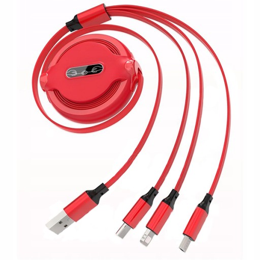 Kabel CaseON USB - USB typ C / microUSB / Lightning 1 m czerwony - Sklep, Opinie, Cena w Allegro