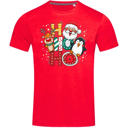 Férfi karácsonyi póló Mikulás rénszarvas HO HO HO pingvin ünnepi stílus ...