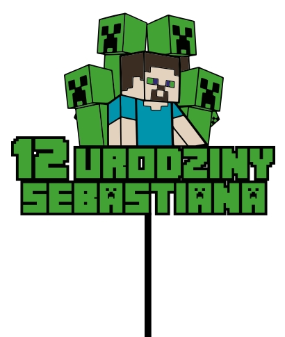 Topper na tort, minecraft • Cena, Opinie • Toppery 12510962814 • Allegro