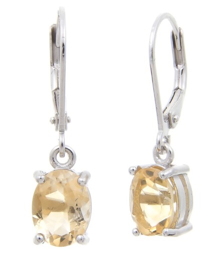 WISZĄCE SREBRNE KOLCZYKI RODOWANE CYTRYN NATURALNE PREZENT • Cena ...