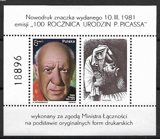 ND 2580 PABLO PICASSO 100 ROCZNICA URODZIN • Cena, Opinie • 1981 - 1990 ...