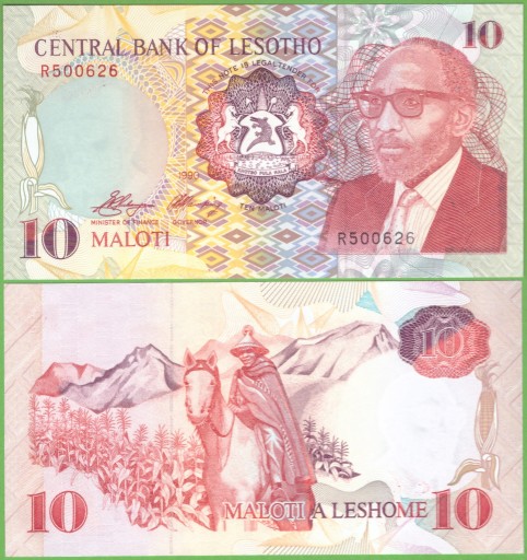 LESOTHO 10 MALOTI 1990 P-11 UNC PREFIX R za 2285.00HUF-ért - Allegro