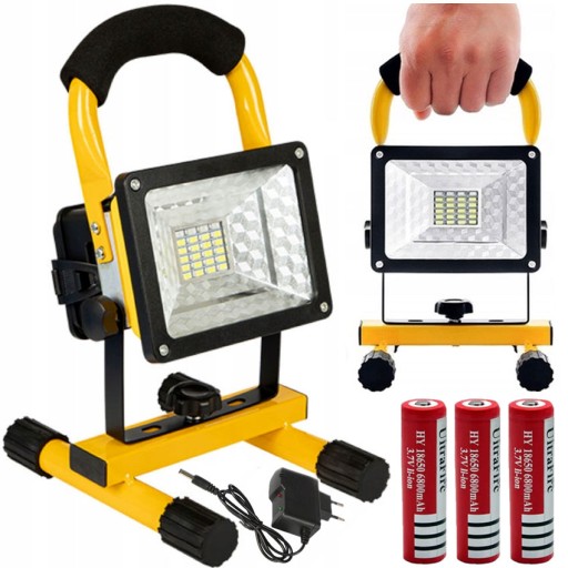 MOCNY HALOGEN PRZENOŚNY LED DUŻA LAMPA ROBOCZA AKUMULATOR NAŚWIETLACZ ...