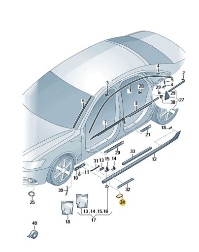 ZAŚLEPKA UCHWYTU PODNOŚNIKA AUDI PRZÓD PRAWA A6 C7 ORYGINAŁ OD ASO za 149.00PLN z Wrocław ...