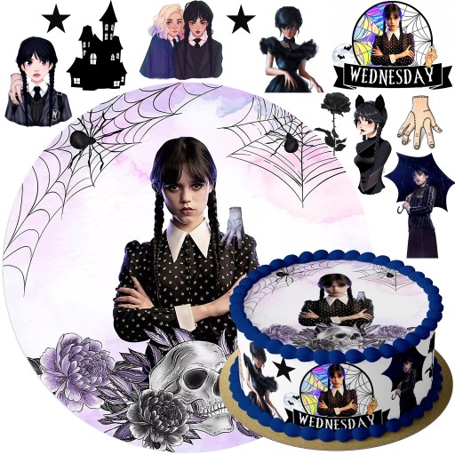 ZESTAW OPŁATEK NA TORT WEDNESDAY + POSTACI + TEKST • Cena, Opinie ...