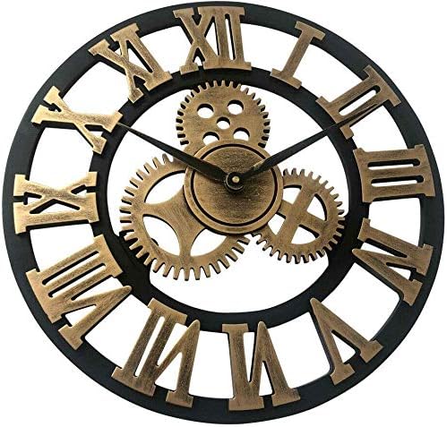 ZEGAR ŚCIENNY VINTAGE CYFRY RZYMSKIE 50CM DREWNIANE RETRO ...