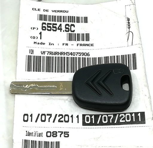 KLUCZYk PILOT CITROEN C5 C4 PICASSO DLA VIN 6554SC za 199.00PLN z ...