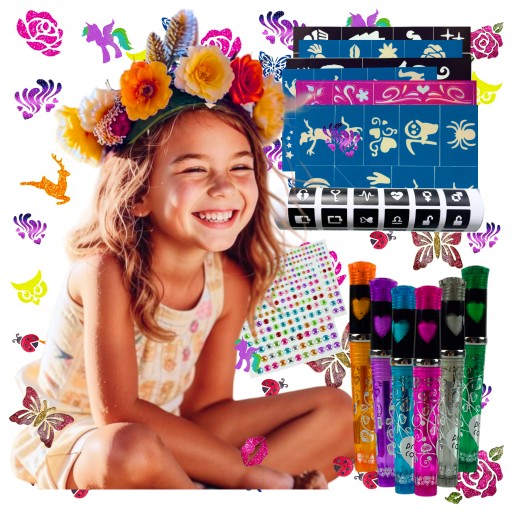 CSILLÁMTETOVÁLÁS CSILLÁMOS BŐRFESTŐ FILCTOLL + SABLONOK za 4565.00HUF ...