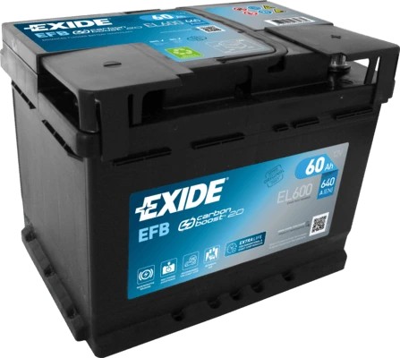 60Ah 640A P+ 12V AKUMULATOR EXIDE EFB START STOP EL600 3661024035682 za ...