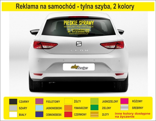 REKLAMA NA TYLNĄ SZYBĘ AUTA naklejka • Cena, Opinie • Folie i naklejki ...