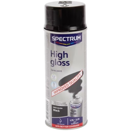 FARBA W SPRAYU CZARNA POŁYSK LAKIER AKRYLOWY 400ML • 18.95PLN • Lakiery ...