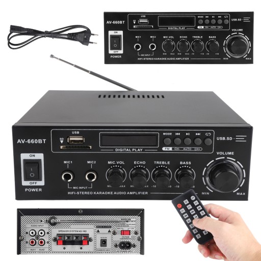WZMACNIACZ STEREO HIFI BLUETOOTH DO GŁOŚNIKÓW FM AMPLITUNER DVD AUX SD USB - Sklep, Opinie, Cena ...