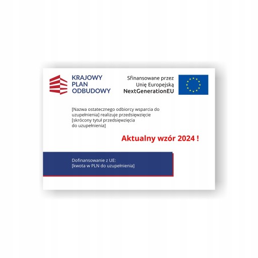 Tablica KPO Krajowy Plan Odbudowy Druk UV Tabliczka zestaw do montażu ... Tablica KPO Krajowy Plan Odbudowy Druk UV Tabliczka zestaw do montażu ...