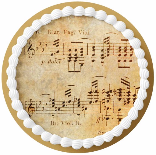 OPŁATEK NA TORT A3 MUZYK MUZYKA NUTY NUTKI MELODIA STARY PAPIER 22-29cm (5906146203655) • Cena ...