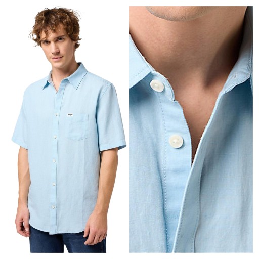 Wrangler férfi ing casual rövid ujjú 1 zsebes ing, rövid ujjú, normál ...