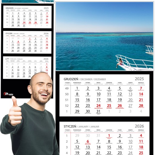 KALENDARZ TRÓJDZIELNY 2026 ŚCIENNY MIX WZORÓW PIĘKNY 18099860621 ...
