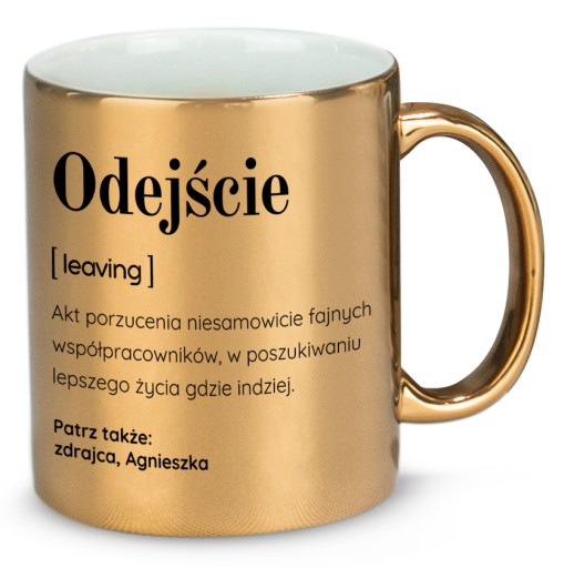 KUBEK ZŁOTY NA PREZENT ODEJŚCIE Z PRACY KOLEGI KOLEŻANKI IMIENNY (5906269134973) • Cena, Opinie ...