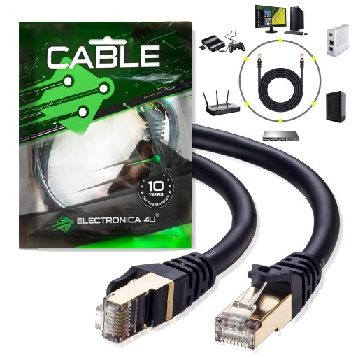 Kabel sieciowy Ethernet RJ45 patchcord Cat 7 AWG26 10 Gb/s 600MHz 0,5m ...