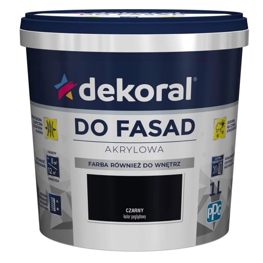 Farba akrylowa fasadowa Dekoral 1 l CZARNY mat (5904118001780) • Cena, Opinie • Farby 7553389824 ...