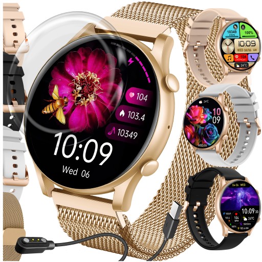 SMARTWATCH ZEGAREK DAMSKI POLSKIE MENU ROZMOWY SPORT SMART WATCH 4 PASKI - Sklep, Opinie, Cena w ...