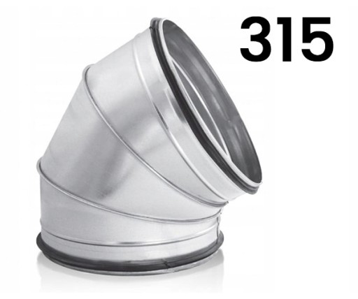 Kolano segmentowe wentylacyjne ocynk 45° stopni fi 315 mm z uszczelką • Cena, Opinie • Kanały ...
