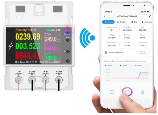Programator czasowy SMART licznik TUYA WiFi 100A AT4P (5904151288599 ...