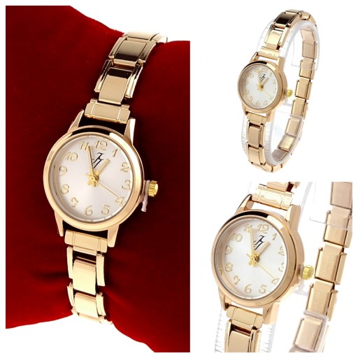 1285 Arany színű óra, moduláris, rozsdamentes acél, gumis, nyújtható ...