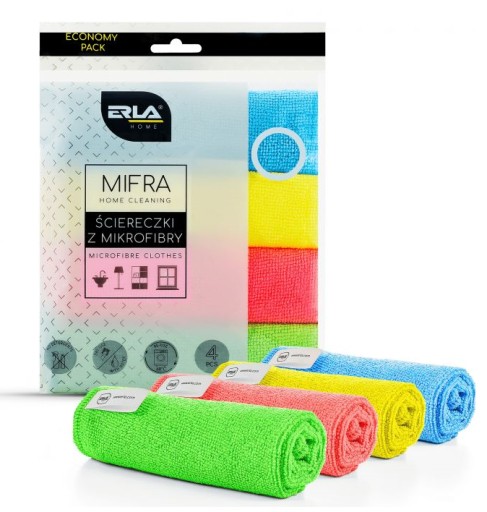 ŚCIERKI Z MIRKOFIBRY 4 SZT. mikrofibra ERLA MIFRA 12032832141 - Allegro.pl