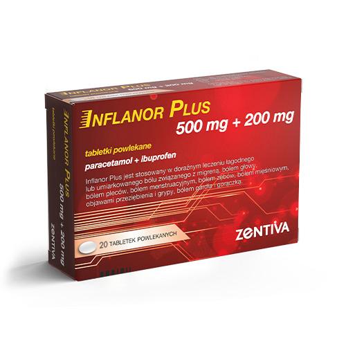 Inflanor Plus paracetamol 500mg + ibuprofen 200mg, 20 tabletek ...