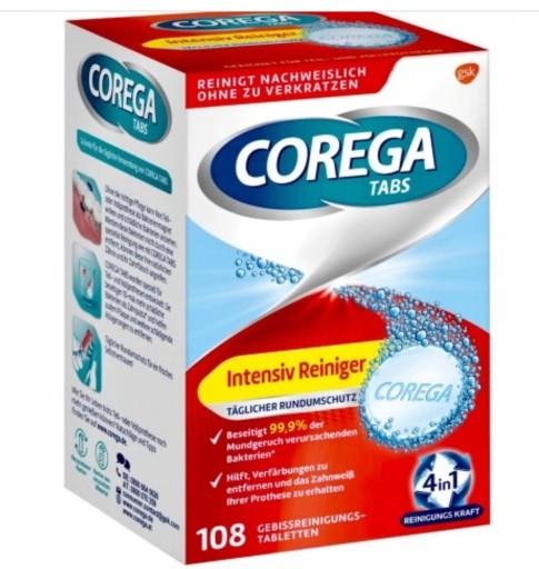 COREGA Intensiv 4w1 tabletki do czyszczenia protez 108 sztuk ...