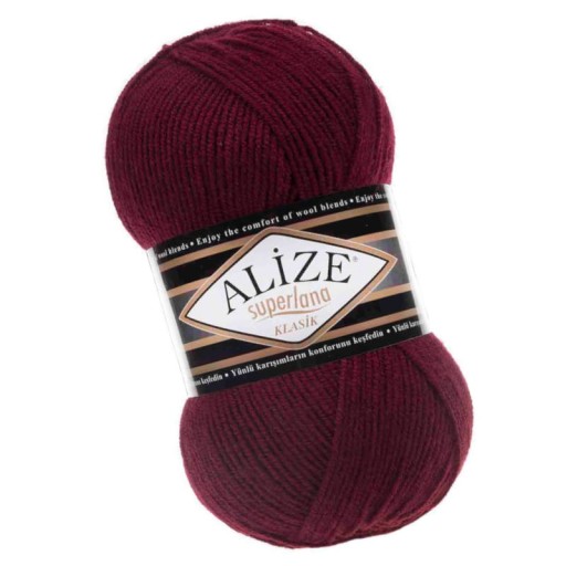 Alize Superlana Klasik 57 Bordó (100gr/280mt) za 1145.00HUF-ért - Allegro