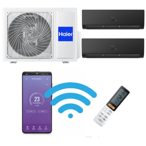 Klima MULTI SPLIT 2:1 Haier Black Matt 2,6kW WIFI (AS25S2SF1FA-BH / 2U50S2SM1FA-3) • Cena ...