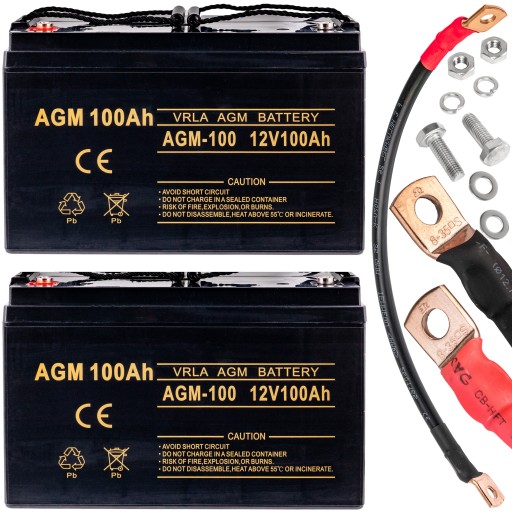 AKUMULATOR BEZOBSŁUGOWY AGM UPS 12V 2x 100Ah KABEL - Sklep, Opinie, Cena w Allegro