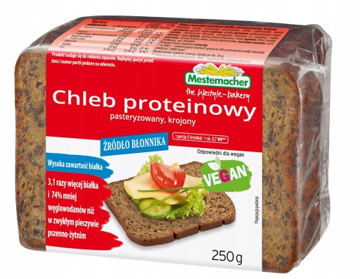 BENUS CHLEB PROTEINOWY CIEMNY 250G WYSOKOBIAŁKOWY KROJONY WEGAŃSKI ...