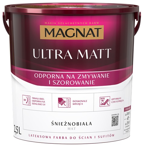 MAGNAT ULTRA MATT FARBA LATEKSOWA BIAŁA 2,5L (617721310136) • Cena ...