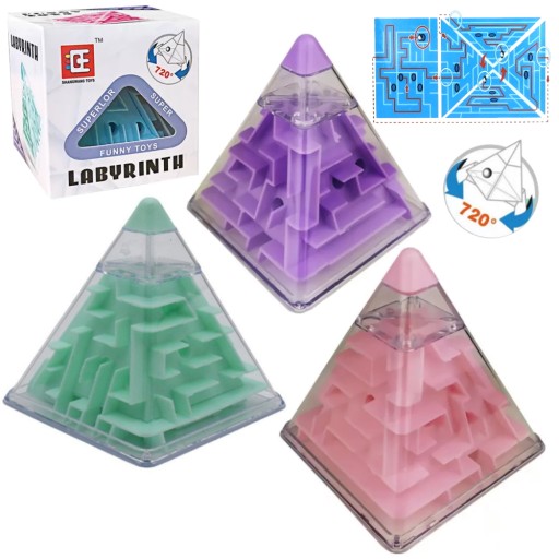 GRA ZRĘCZNOŚCIOWA LABIRYNT 3D PIRAMIDA LOGICZNA ŁAMIGŁÓWKA ...